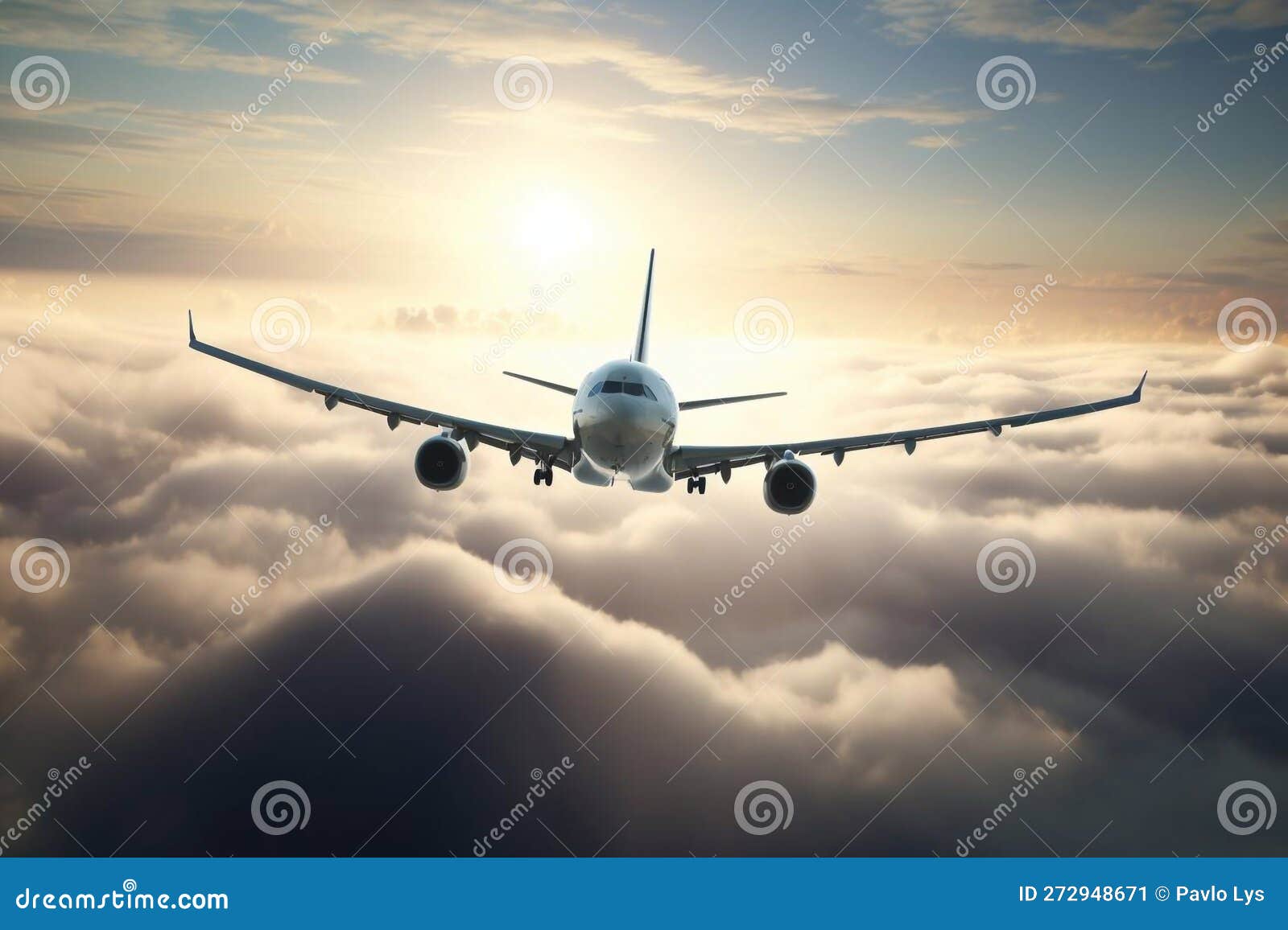A Beautiful Plane Flies in the Sky. AI Generated Stock Illustration ...