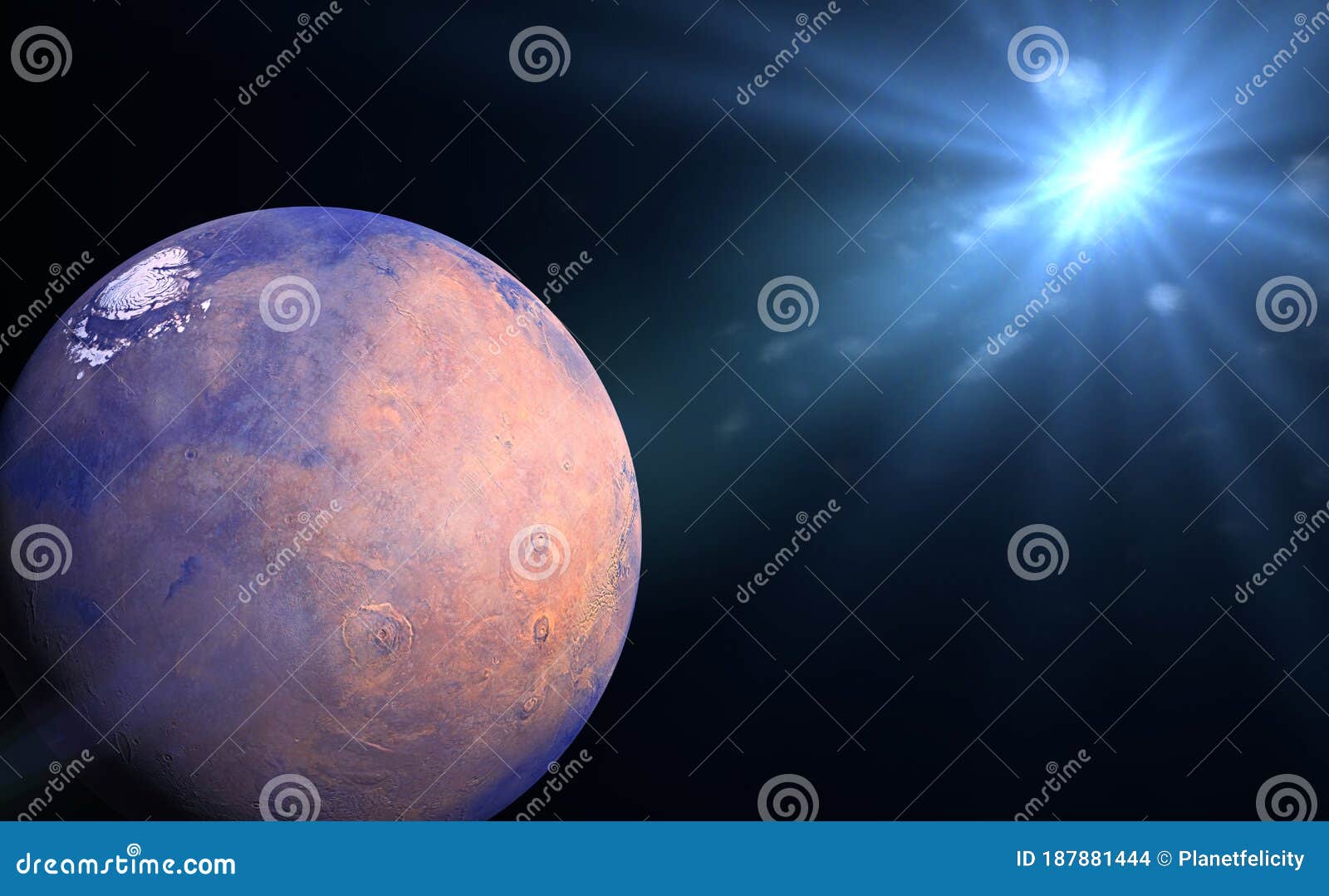 The Beautiful Planet Mars and the Sun Stock Photo - Image of lens ...