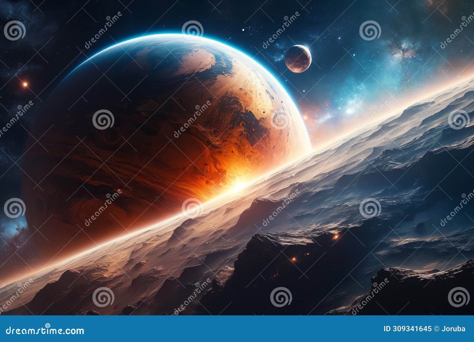 Beautiful Planet in Outer Space in Universe Stock Illustration ...