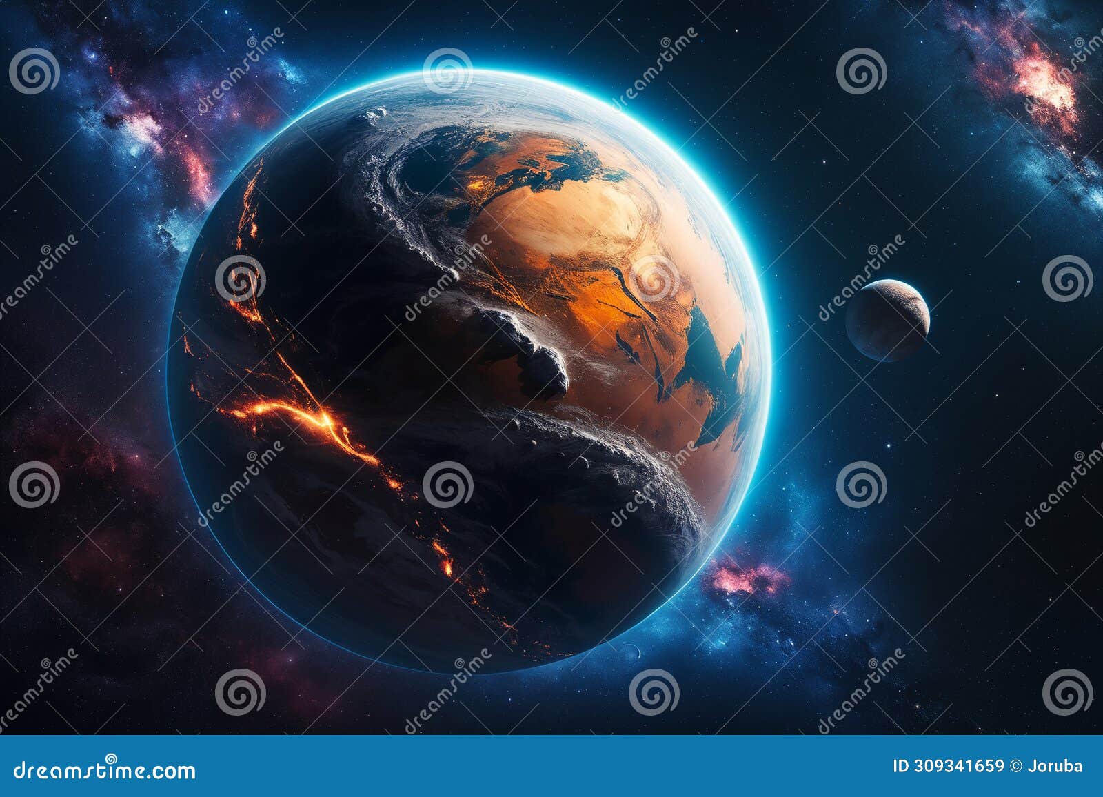 Beautiful Planet in Outer Space in Universe Stock Illustration ...
