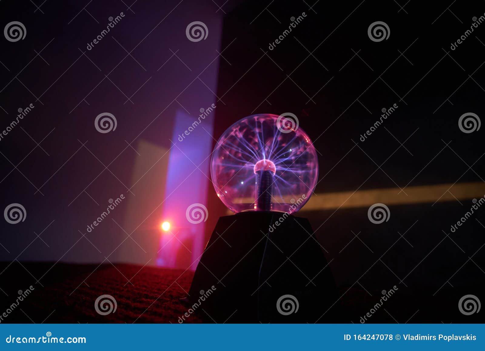 Beautiful Plasma Lamp is Standing in Dark Room Stock Photo - Image of ...