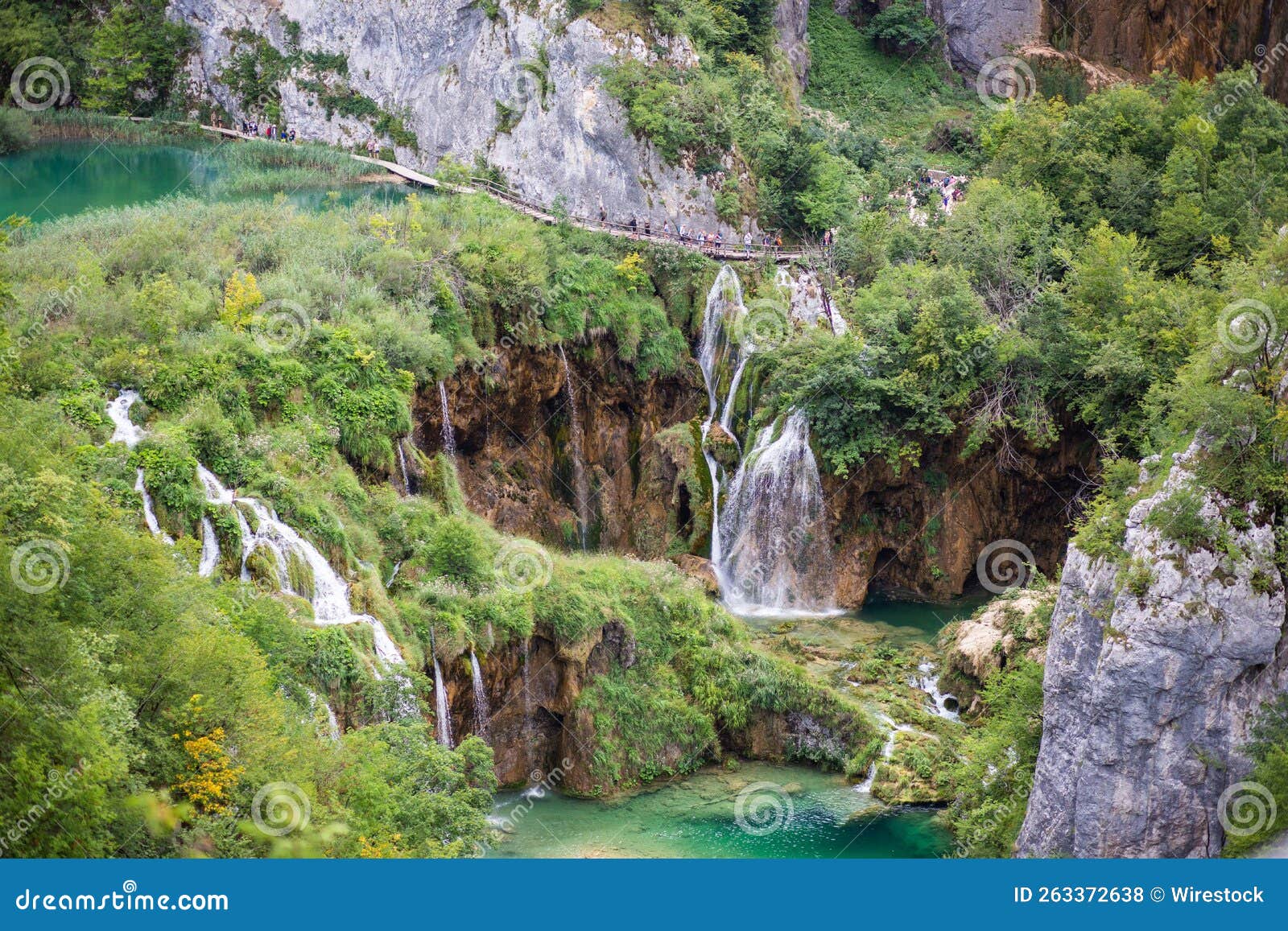 Beautiful Plitvice Falls in the Green Forest in Croatia Stock Photo ...