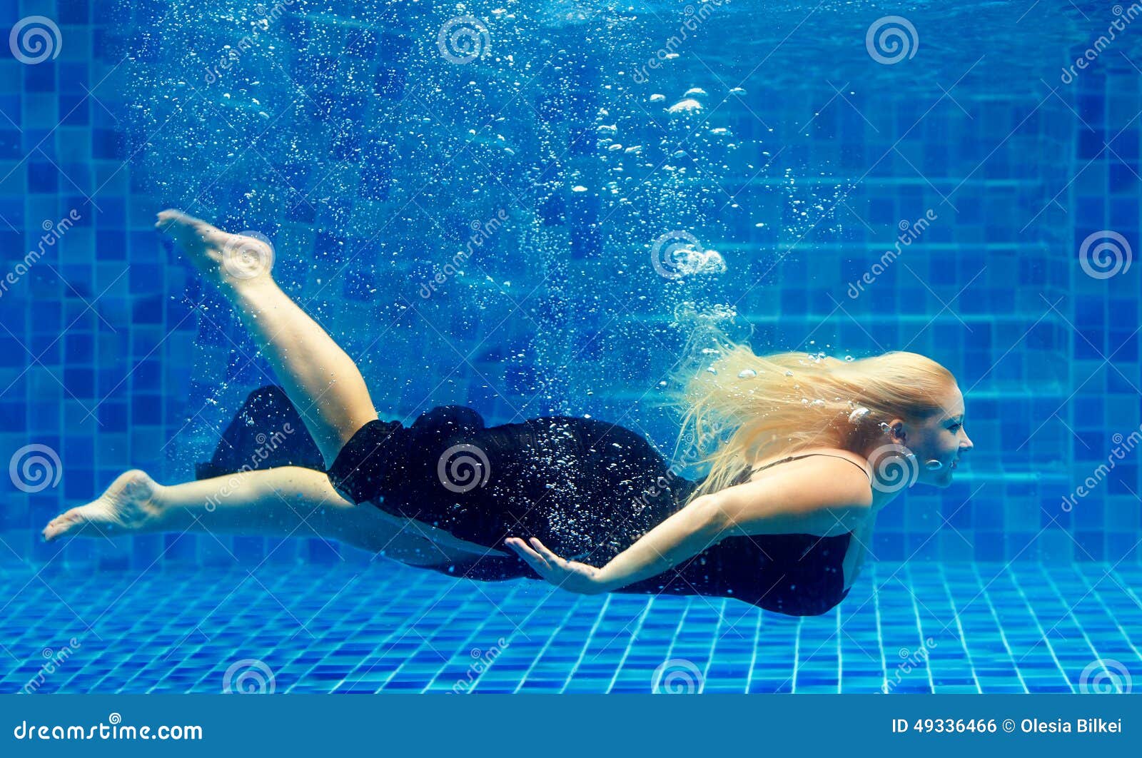 Beautiful Plus Size Woman Diving in Pool Stock Photo - Image of girl ...