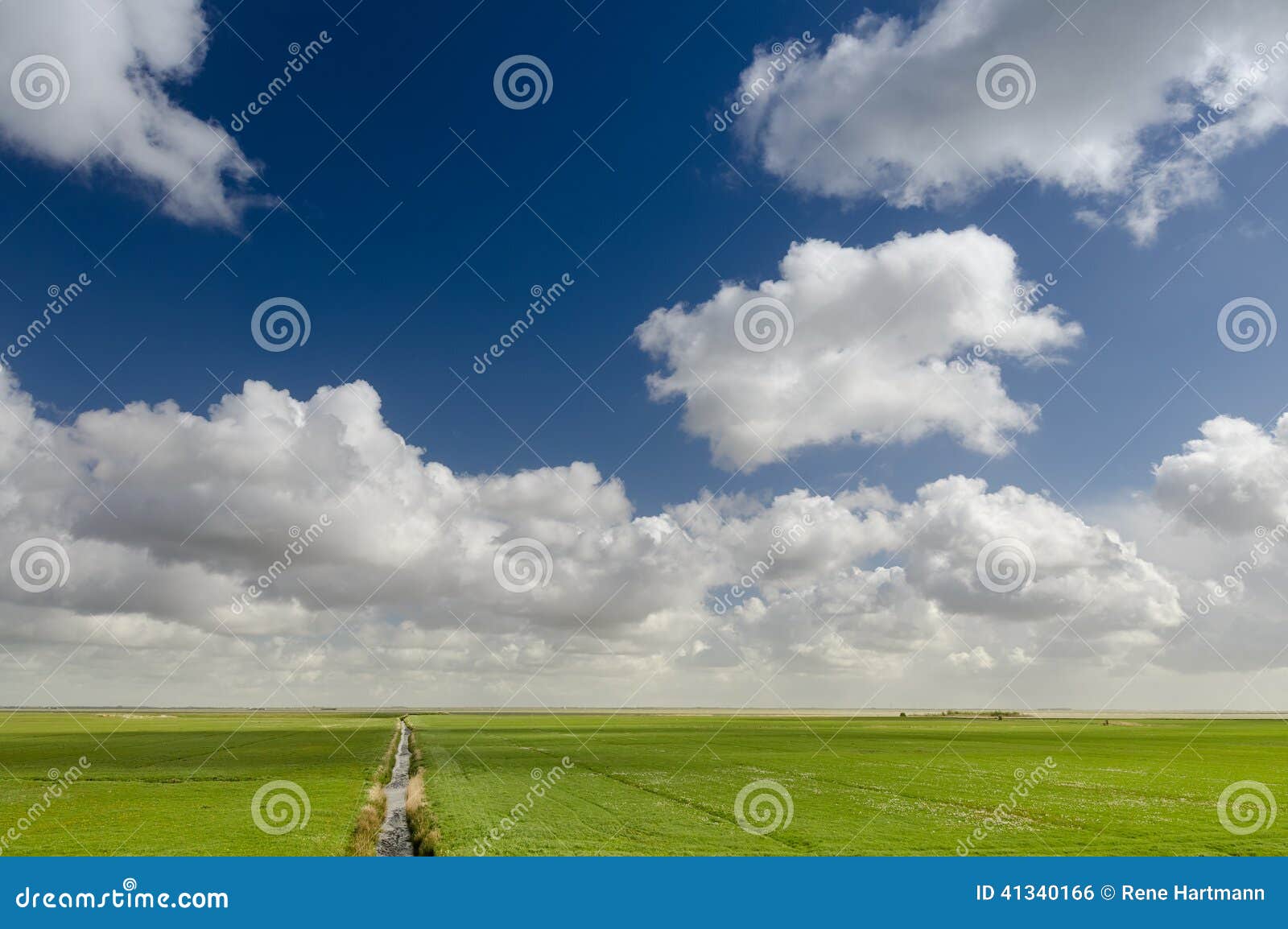 Beautiful Polder Landscape in Holland with Typical Dutch Clouds Stock ...