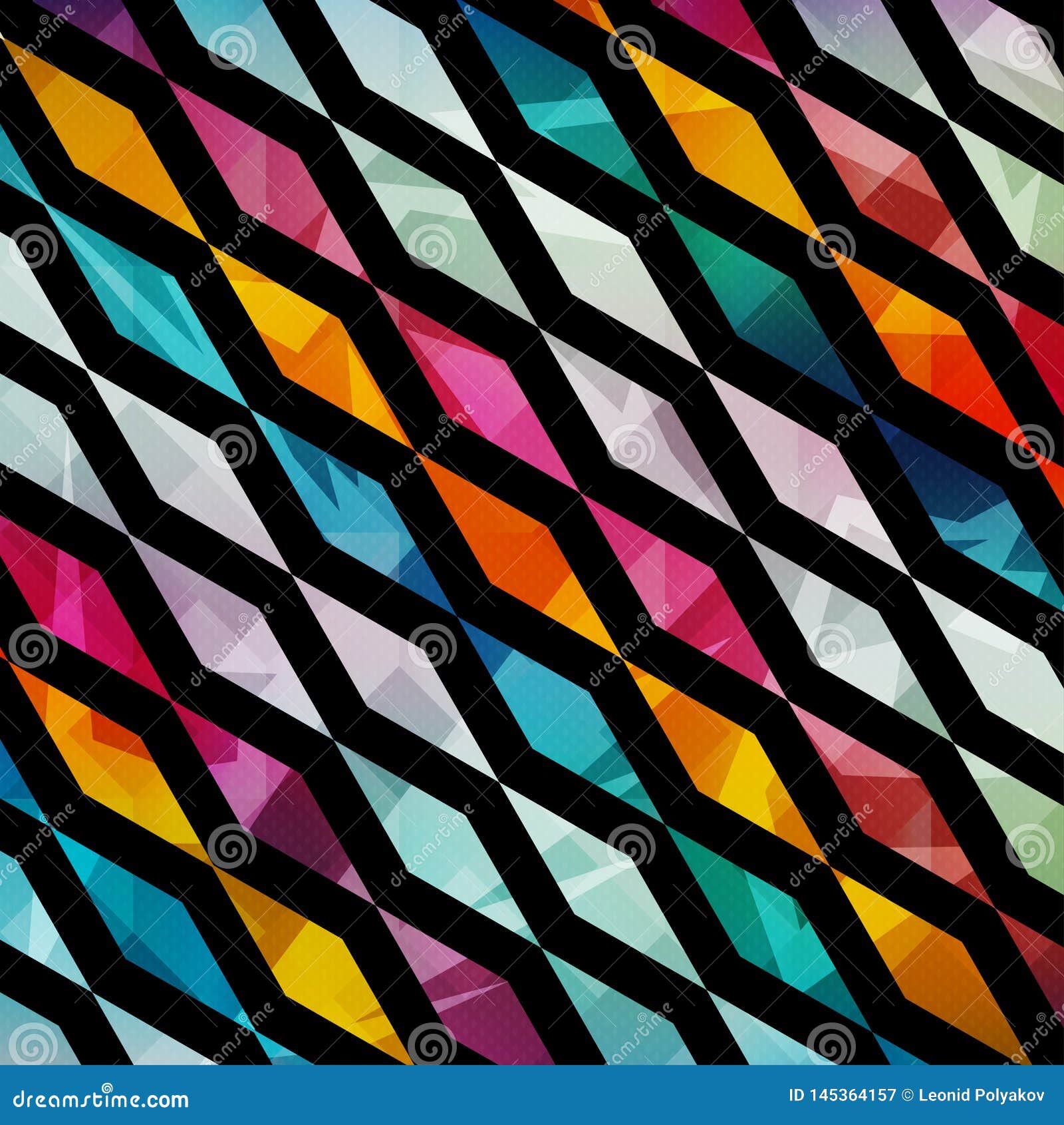 Beautiful Polygons on Black Grunge Effect Stock Illustration ...