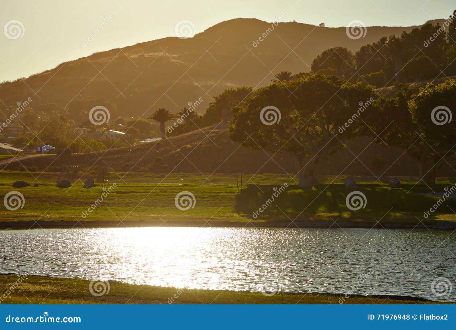 Beautiful Pond in Malibu at Sunset Stock Photo - Image of leaf, meadow ...