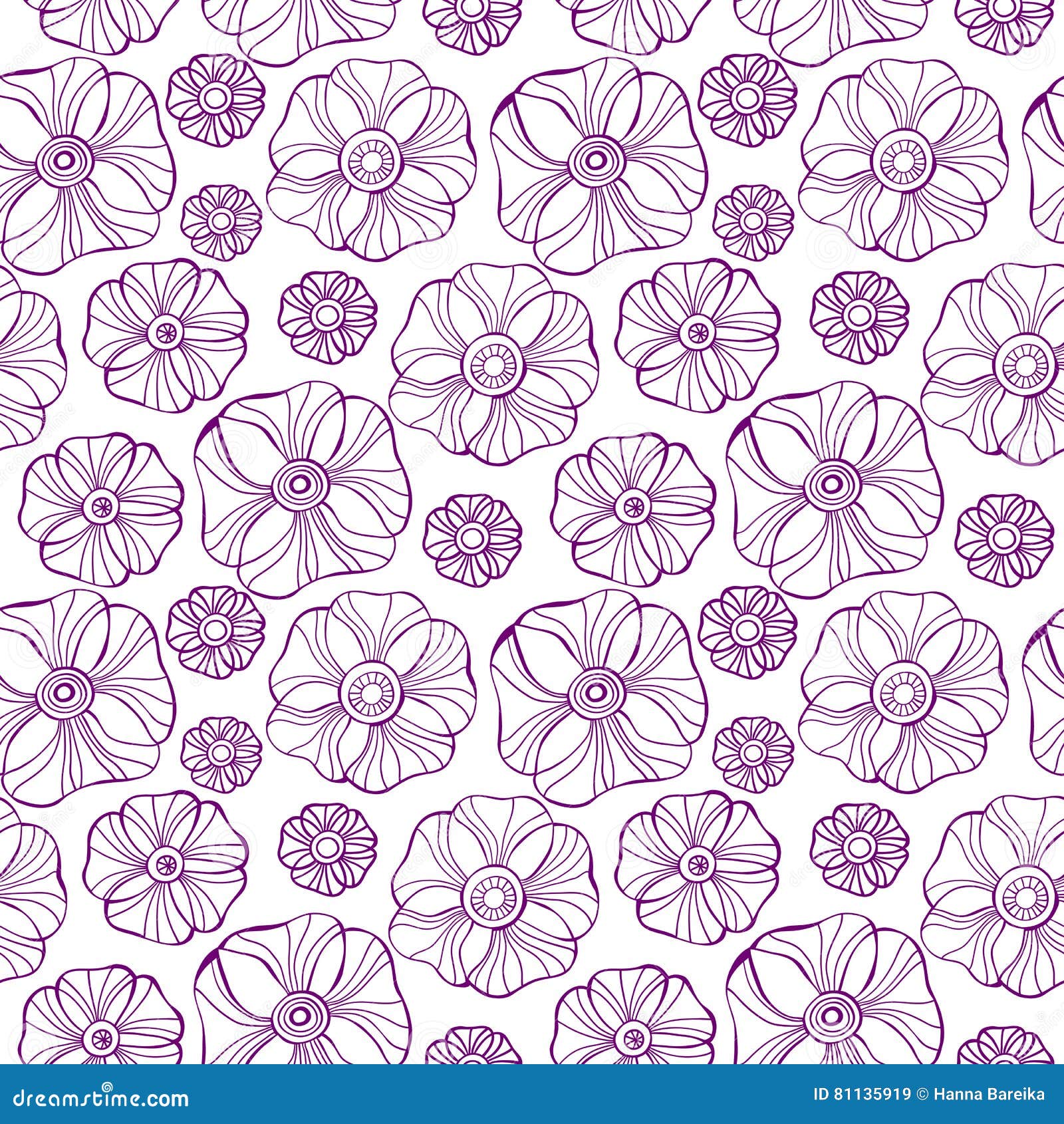 Beautiful Poppy Flowers Set, Colorful Vector Seamless Pattern. Stock ...