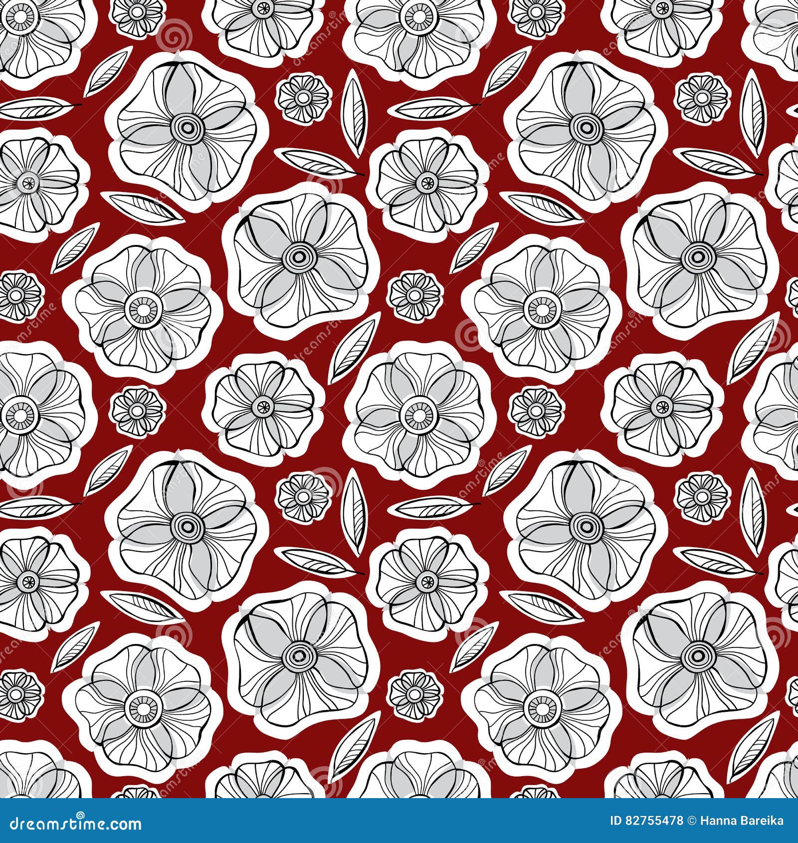 Beautiful Poppy Flowers Set, Colorful Vector Seamless Pattern. Stock ...