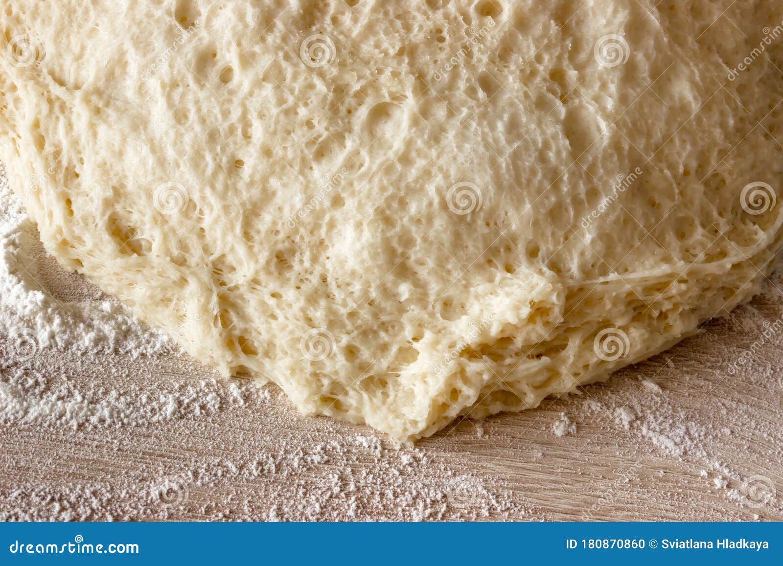 Beautiful Porous Structure of the Approached Yeast Dough. Stock Photo ...