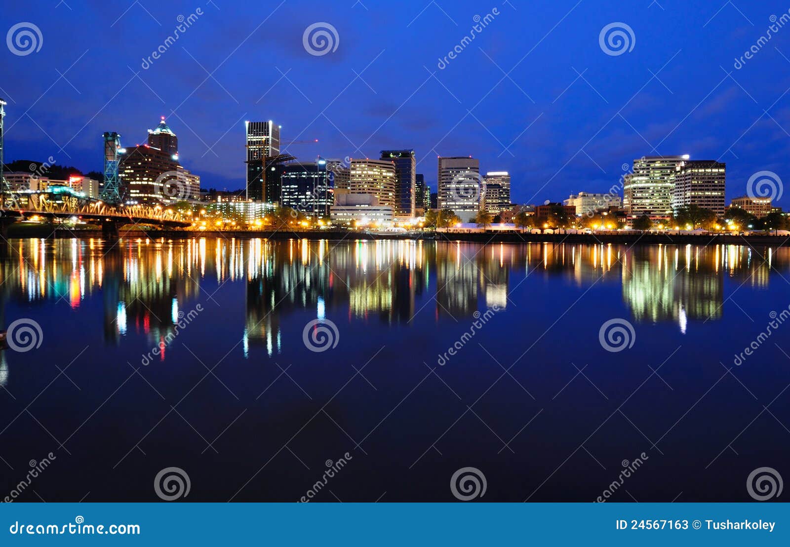 Beautiful portland skyline stock image. Image of highrise - 24567163