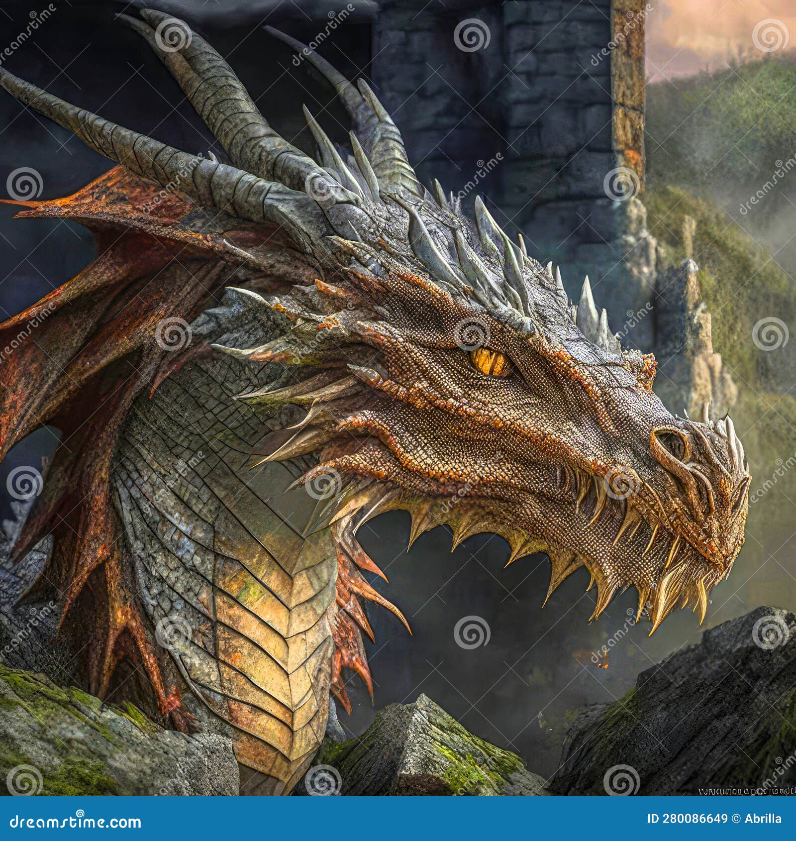 Beautiful and Powerful Fantasy Dragon. Generative AI Stock Illustration ...