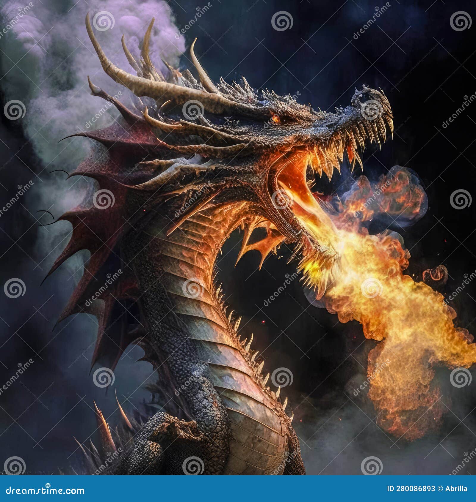 Beautiful and Powerful Fantasy Dragon. Generative AI Stock Illustration ...