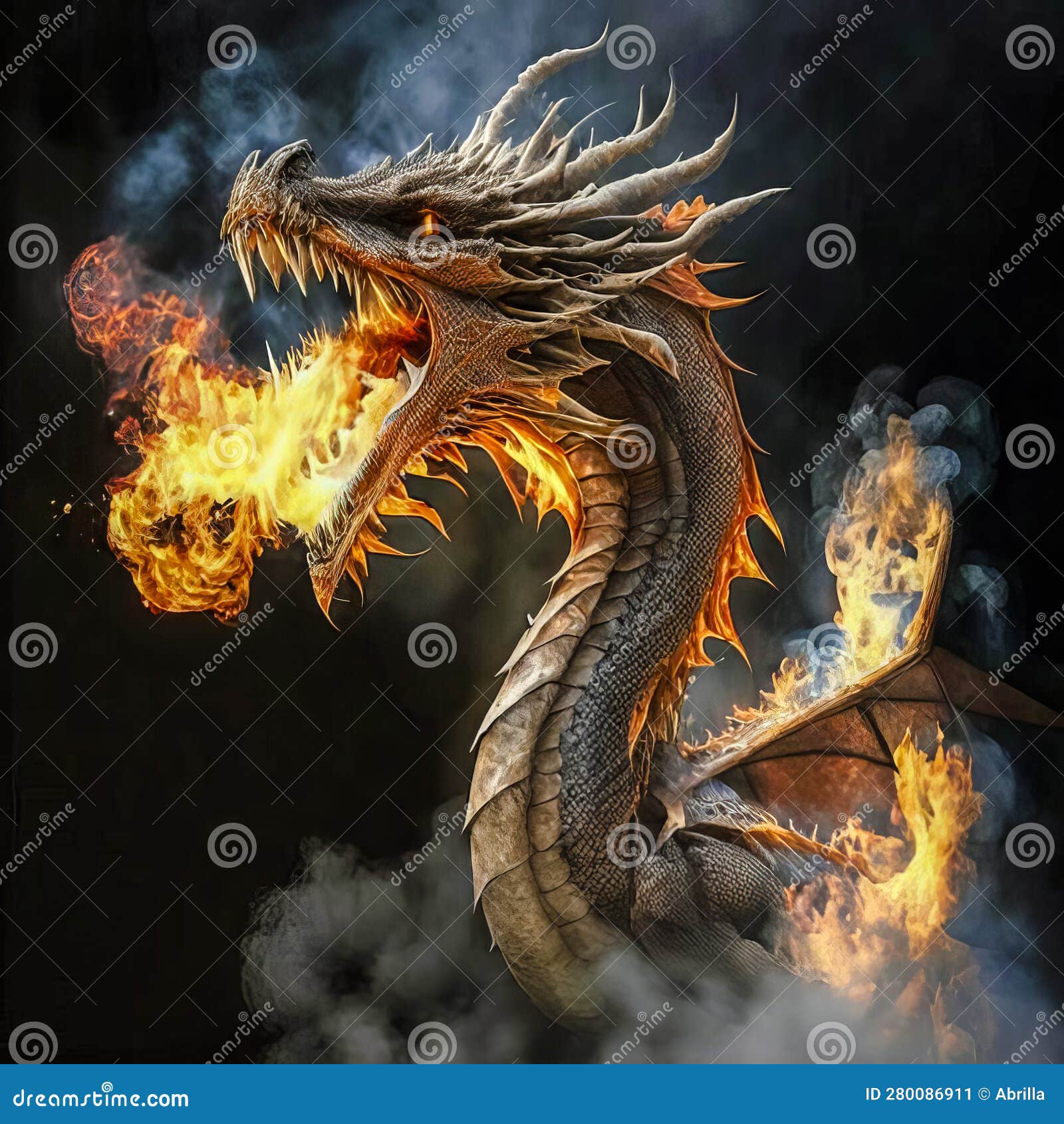 Beautiful and Powerful Fantasy Dragon. Generative AI Stock Illustration ...