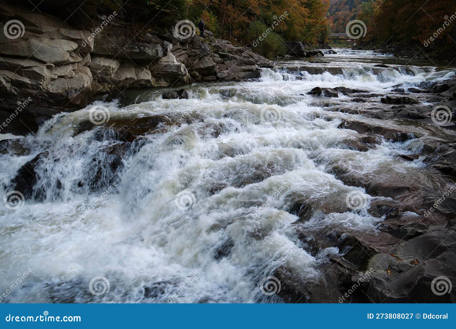 Beautiful Powerful Probiy Waterfall Prut River Yaremche City Ukraine