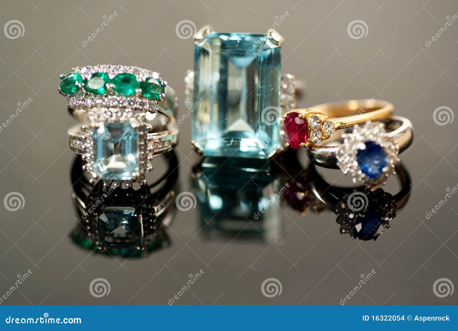 Beautiful Precious Gemstone Rings Stock Photo - Image of shiny ...