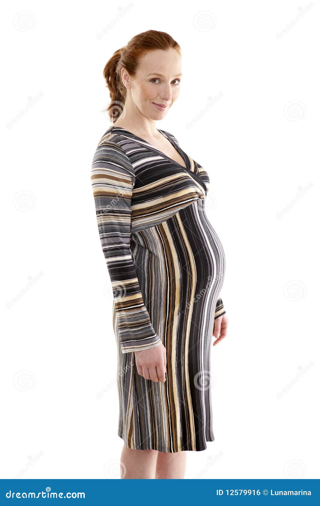 Beautiful Pregnant Redhead Woman Fashion Royalty Free Stock Image