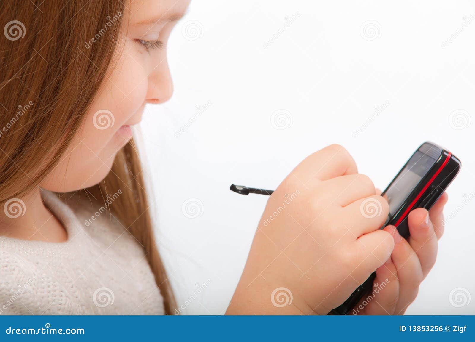 Beautiful Preschool Child with Smartphone Stock Photo - Image of ...