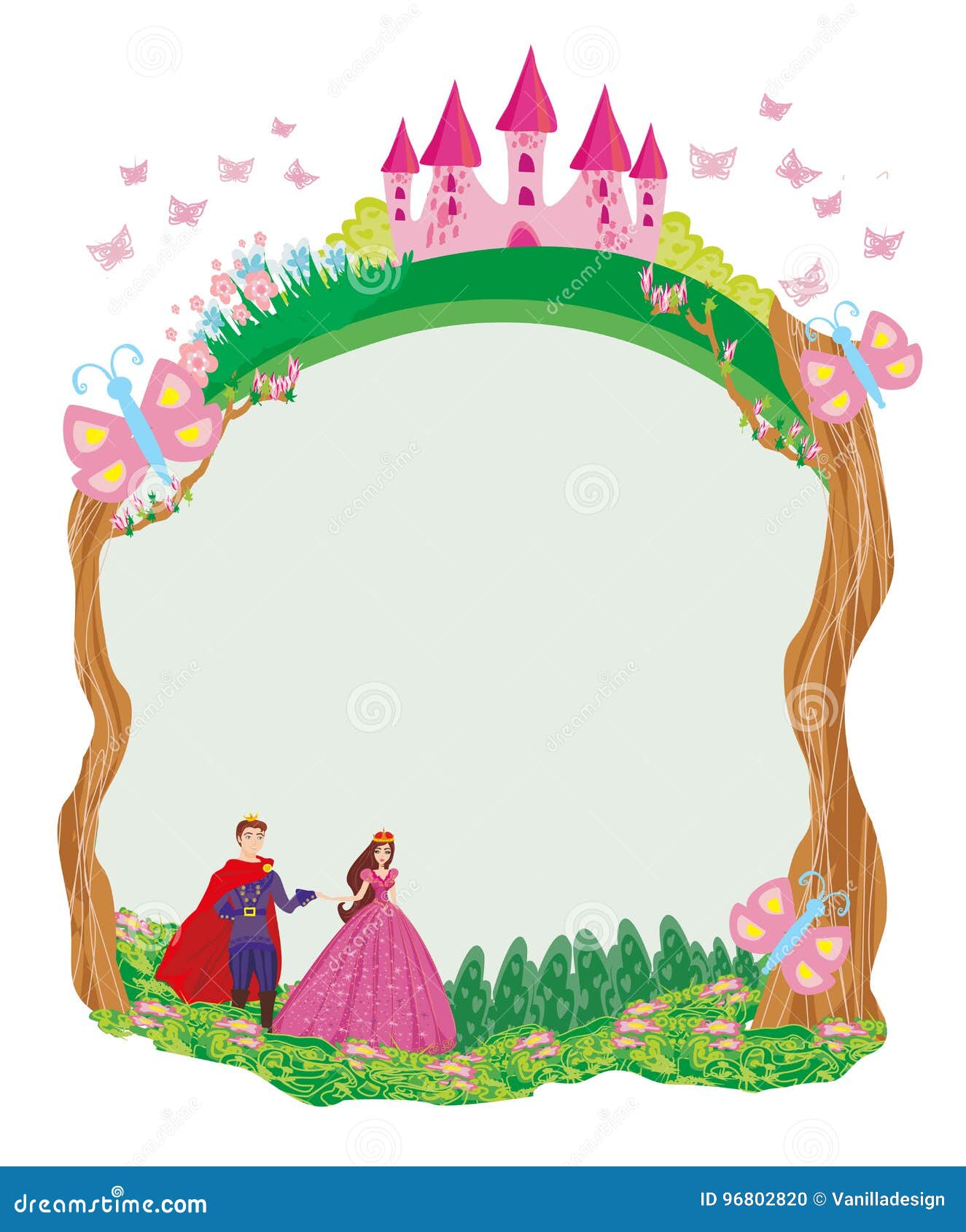 Beautiful Prince and Princess in the Garden - Frame Stock Vector ...