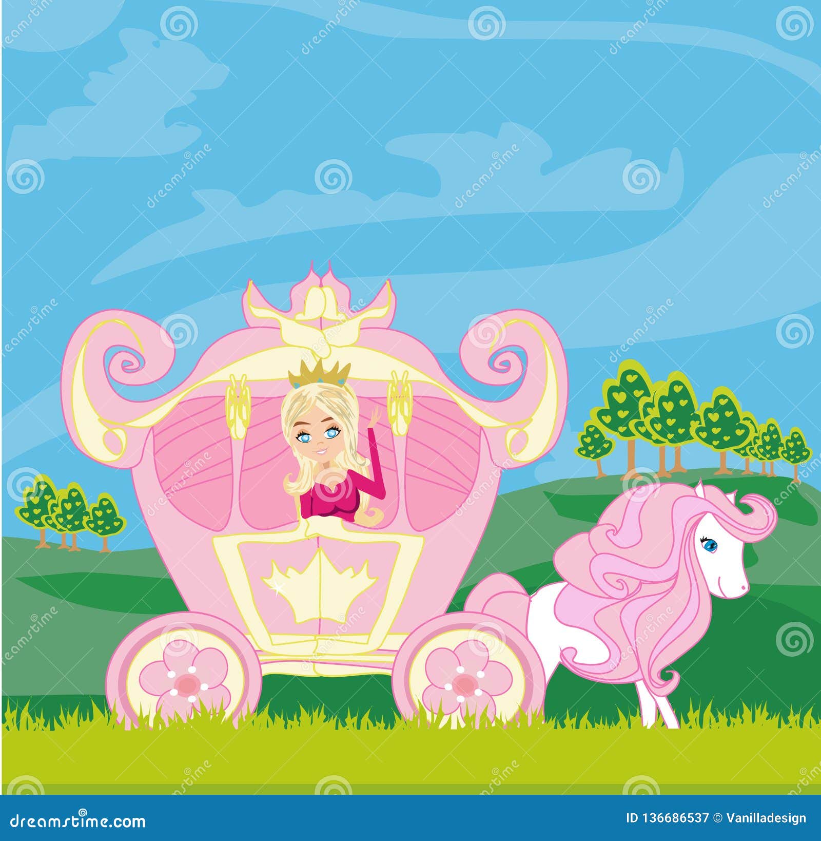 Beautiful Princess in the Carriage Stock Vector - Illustration of ...