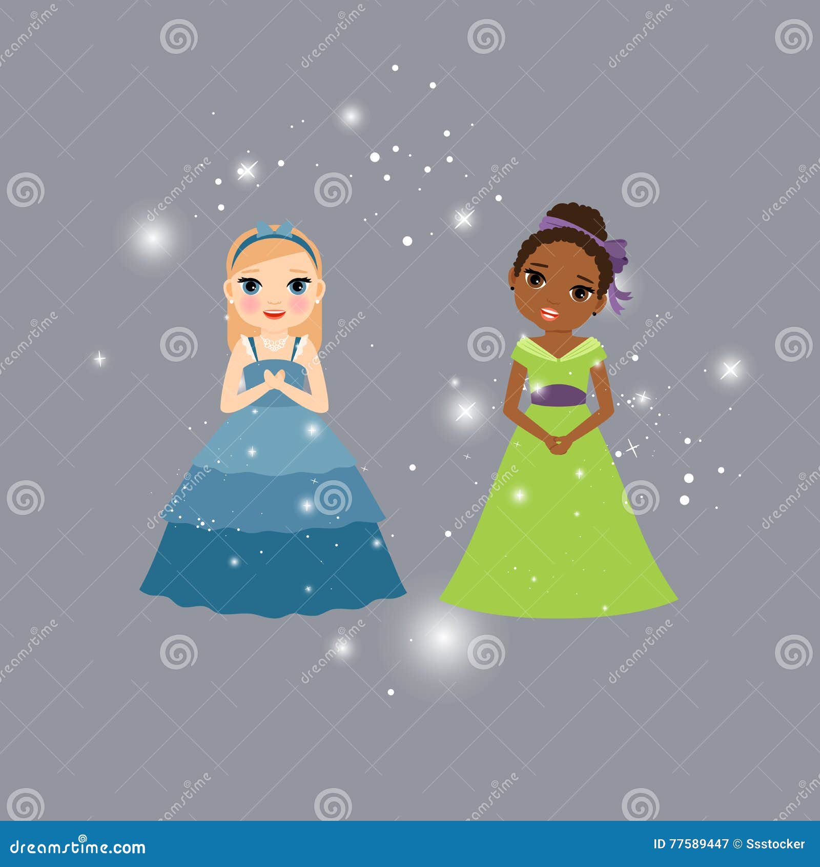 Beautiful Princess Cartoon Characters Stock Vector - Illustration of ...