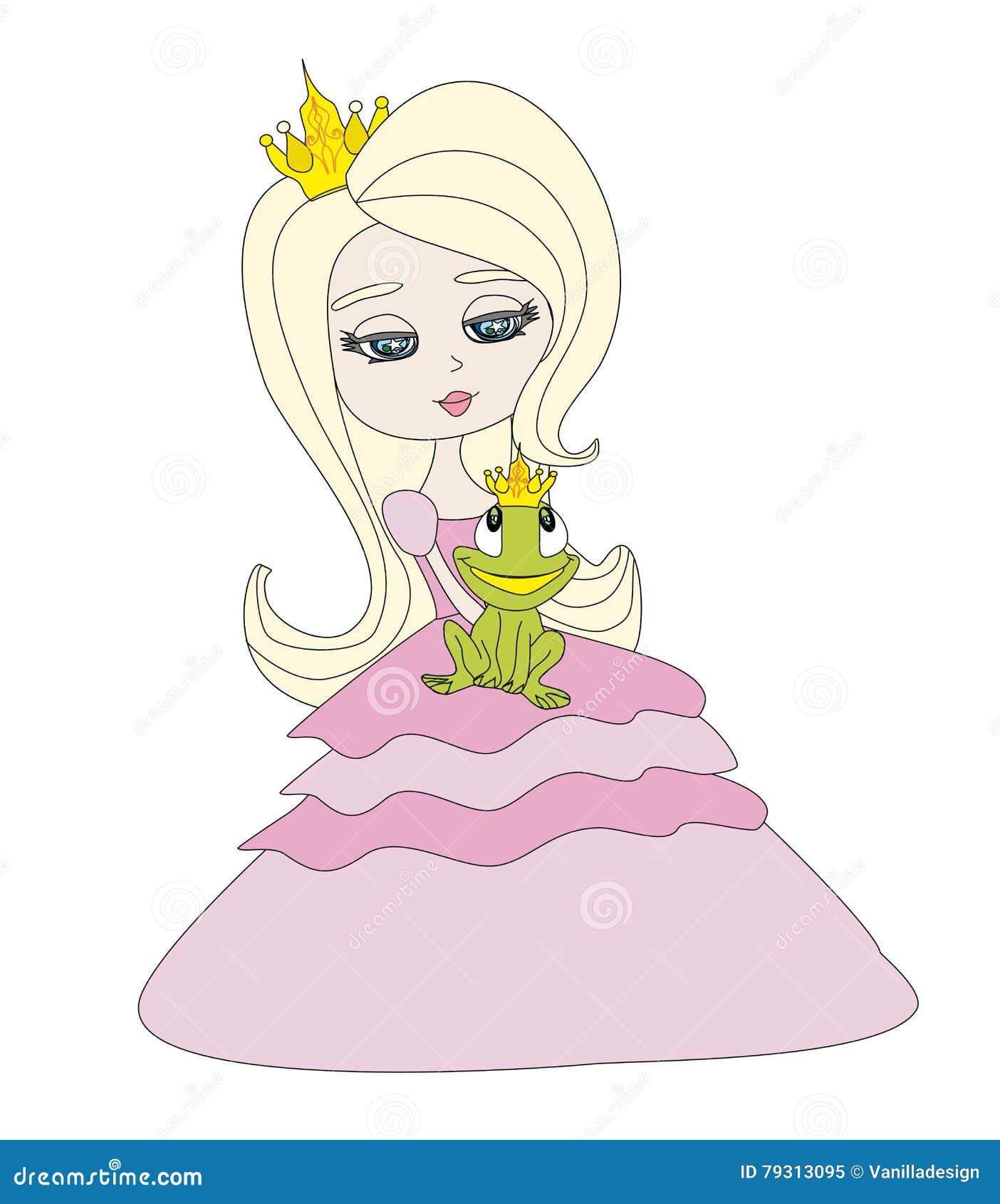 Beautiful Princess Holding a Big Frog Stock Vector - Illustration of ...