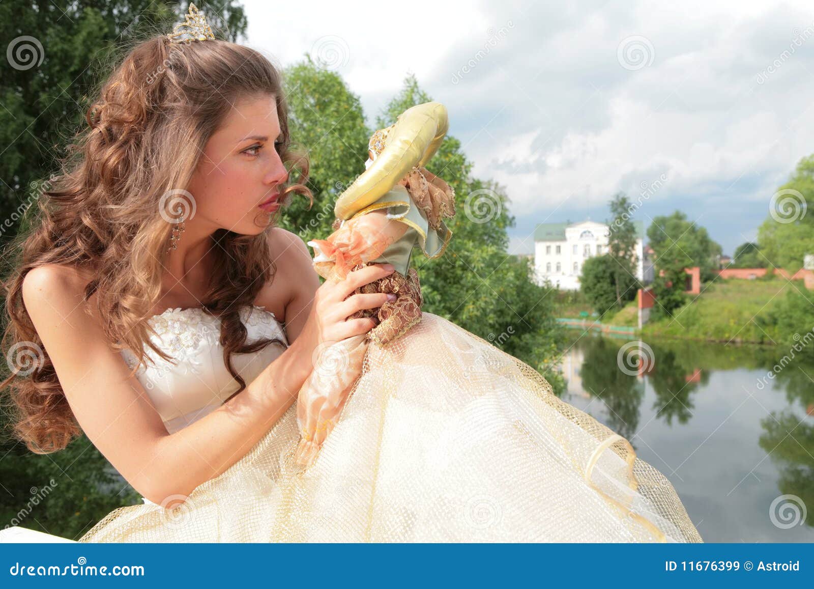 Beautiful Princess Looks at Loved Doll Stock Image - Image of long ...