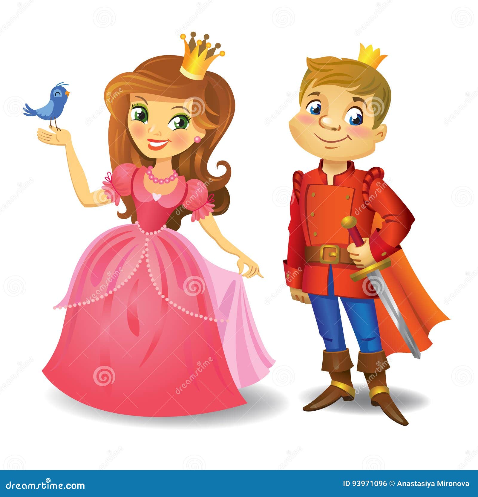 Beautiful Princess and Prince Stock Vector - Illustration of hair ...