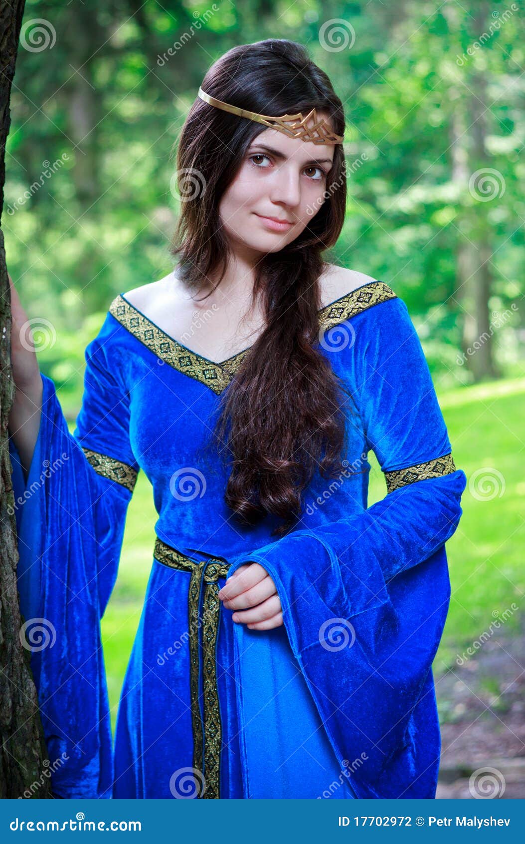 Beautiful Princess Standing Near Big Tree Stock Photo - Image of ...