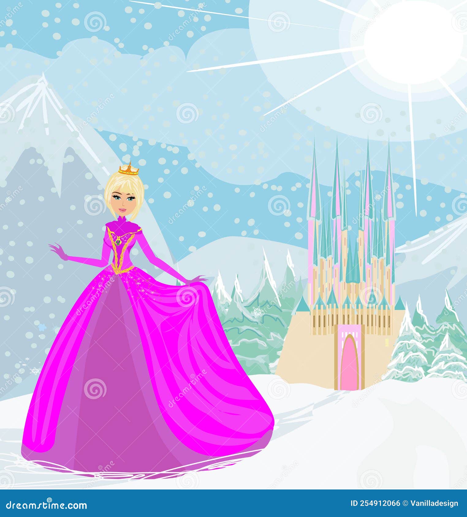 Beautiful Princess on a Walk on a Winter Day Stock Vector ...