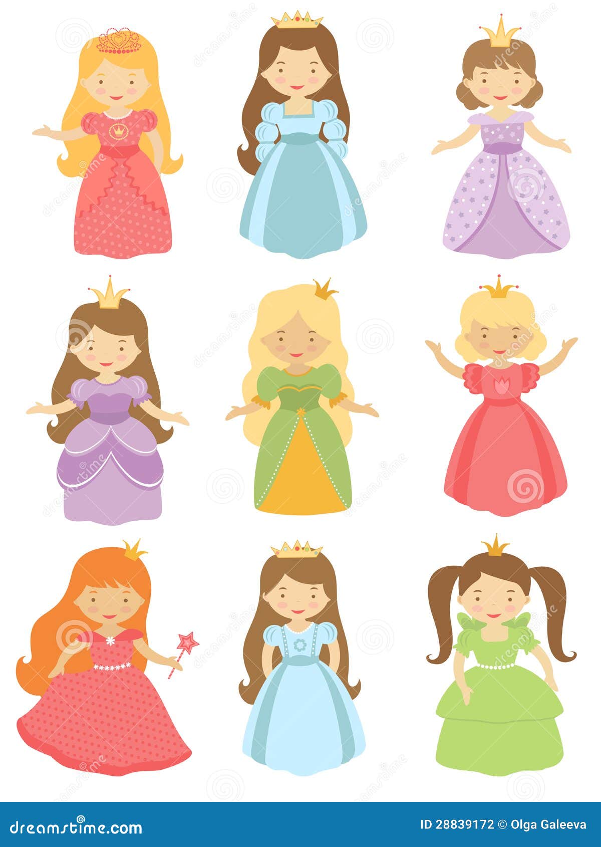 Beautiful Princesses Collection Stock Vector - Illustration of beauty ...