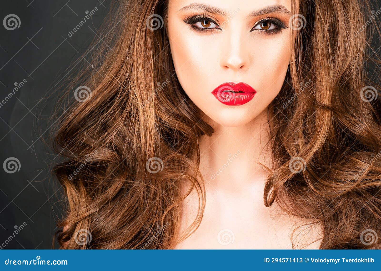Beautiful Professional Makeup Red Lips And Smoky Eyes Make Up