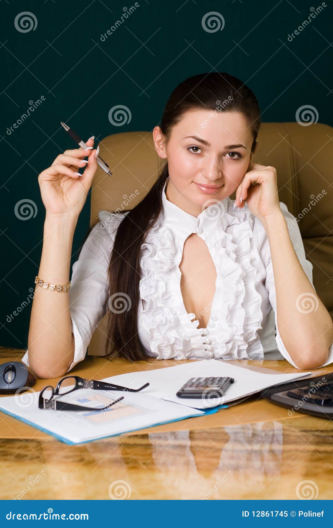 Beautiful Professional Woman Working in Office Stock Image - Image of ...