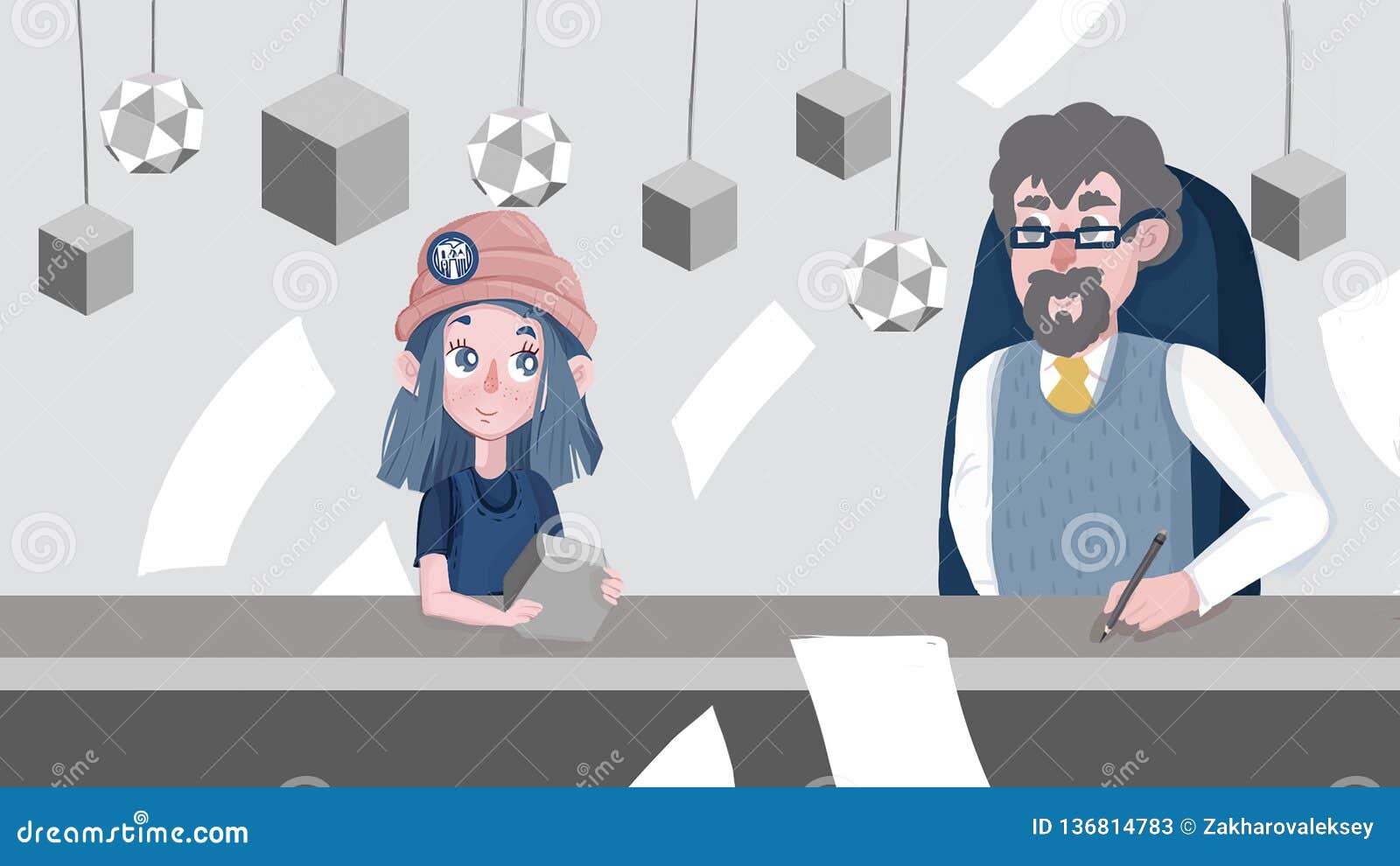 A Beautiful Professor Teaches Drawing Stock Illustration - Illustration ...