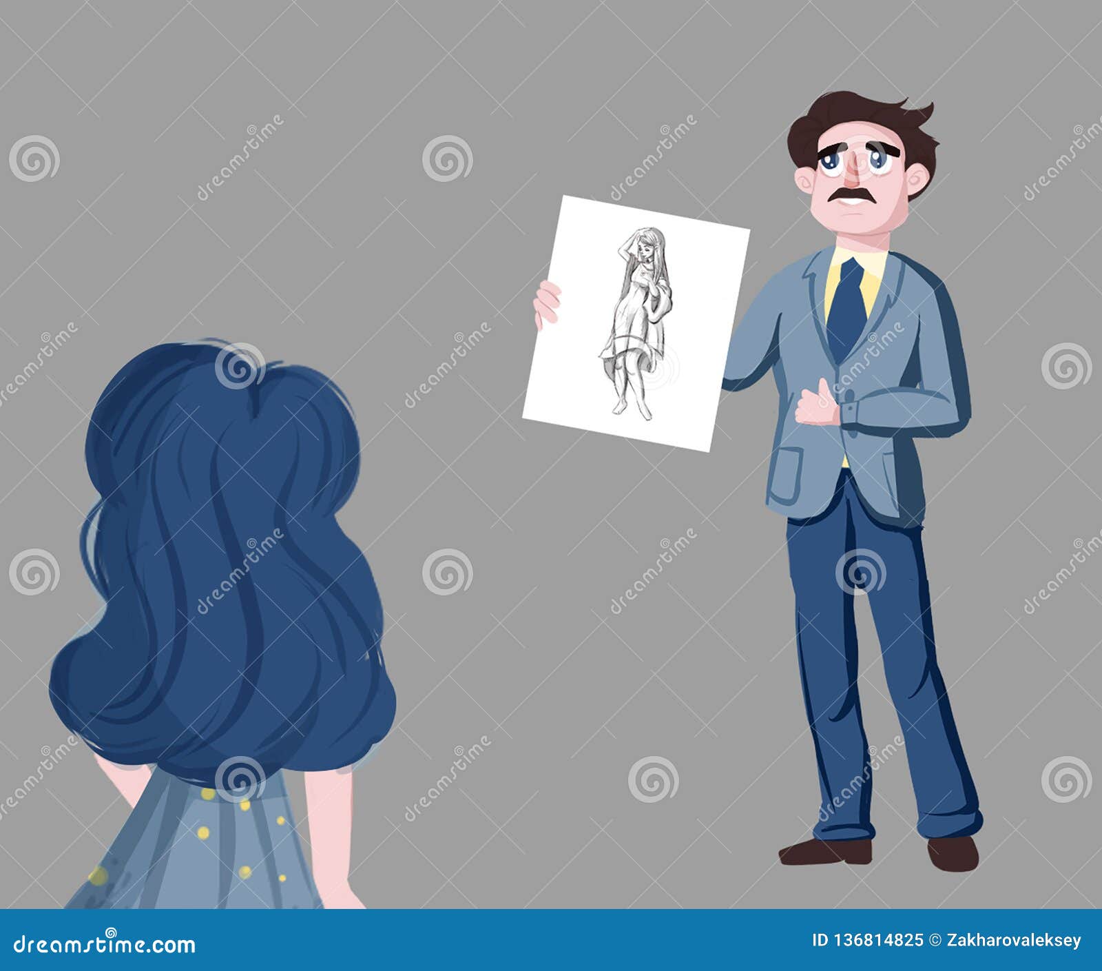 A Beautiful Professor Teaches Drawing Stock Illustration - Illustration ...