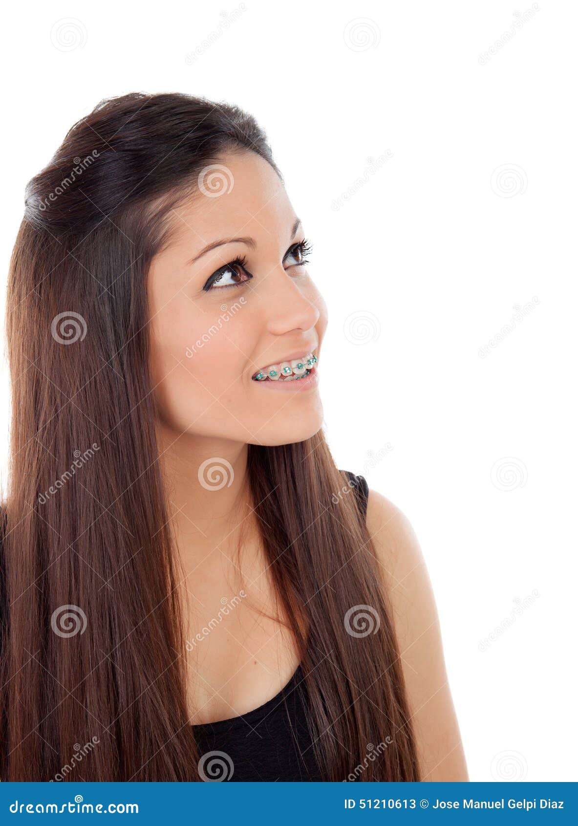 Beautiful Profile of a Woman with Brackets Stock Image - Image of ...
