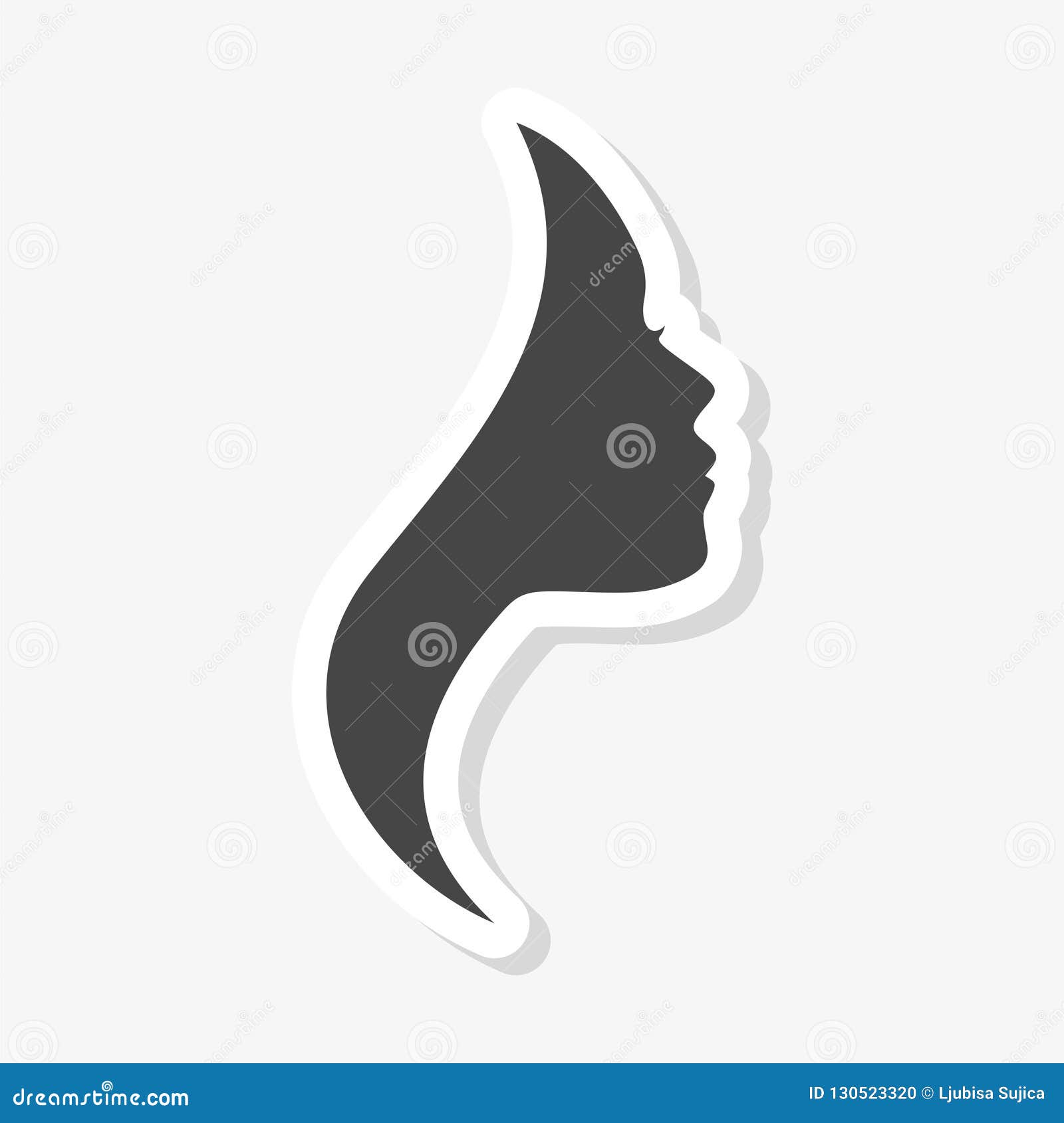 Beautiful Profile of Young Woman Sticker Stock Vector - Illustration of ...