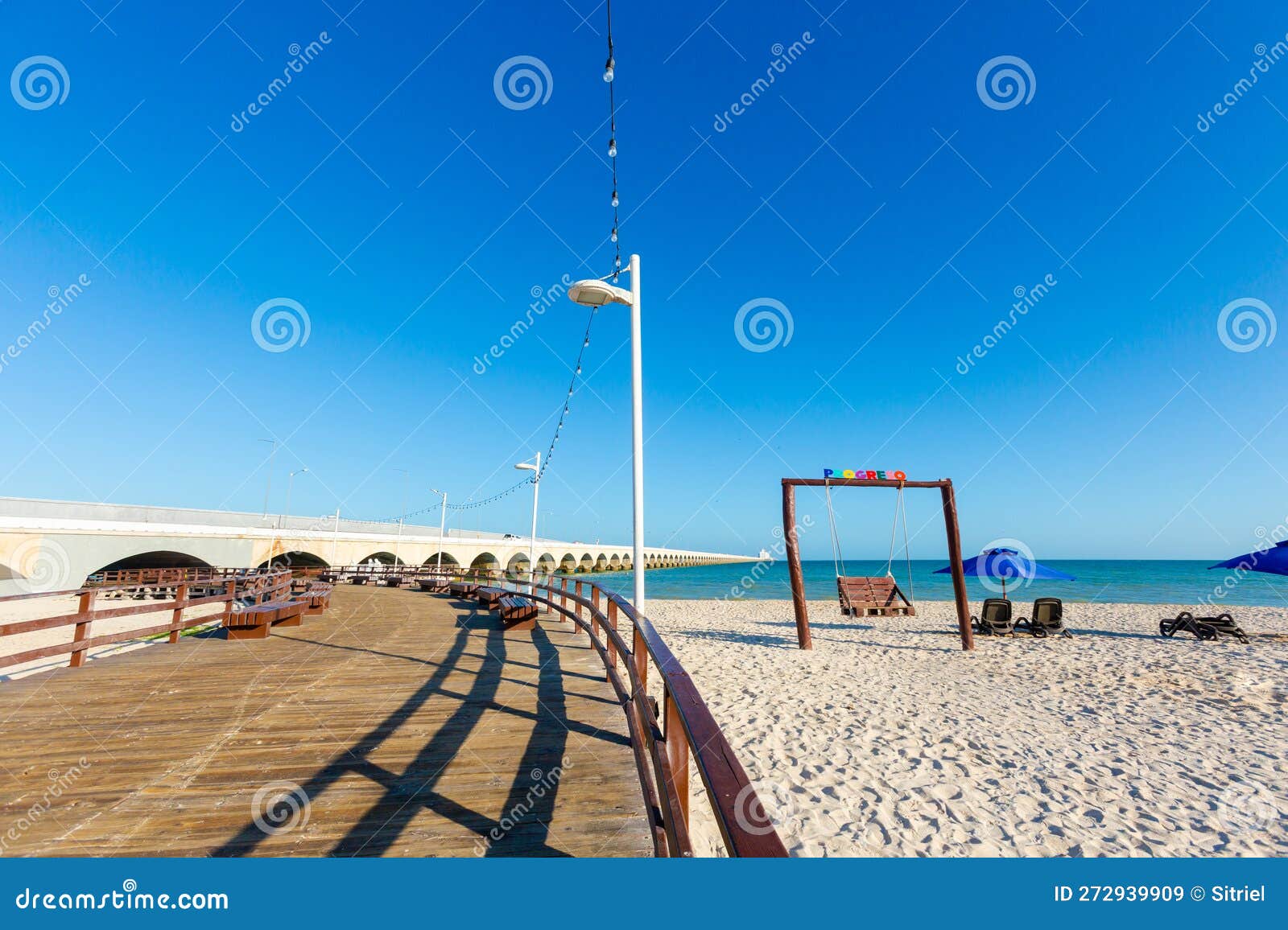 Beautiful Progreso Promenade in Mexico Stock Image - Image of yucatan ...