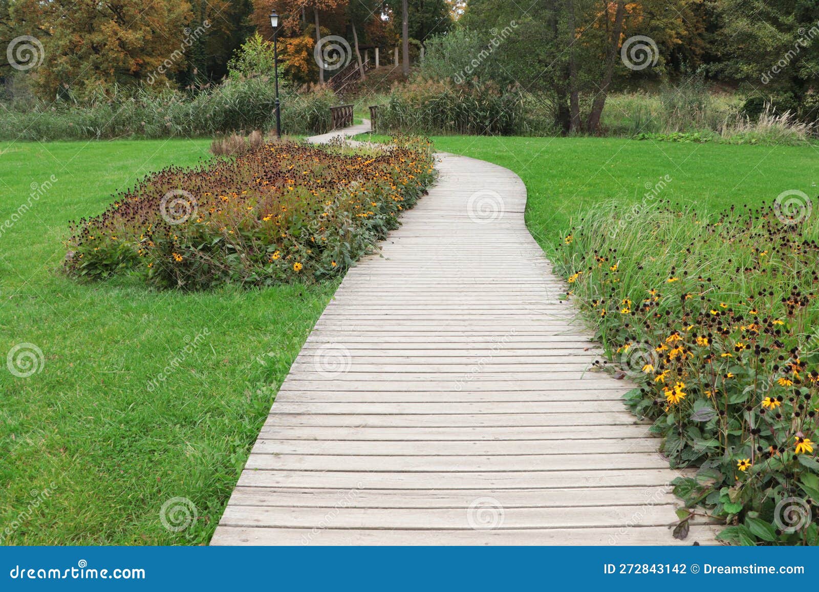 Beautiful Public City Park with Pathway and Green Grass Stock Photo ...