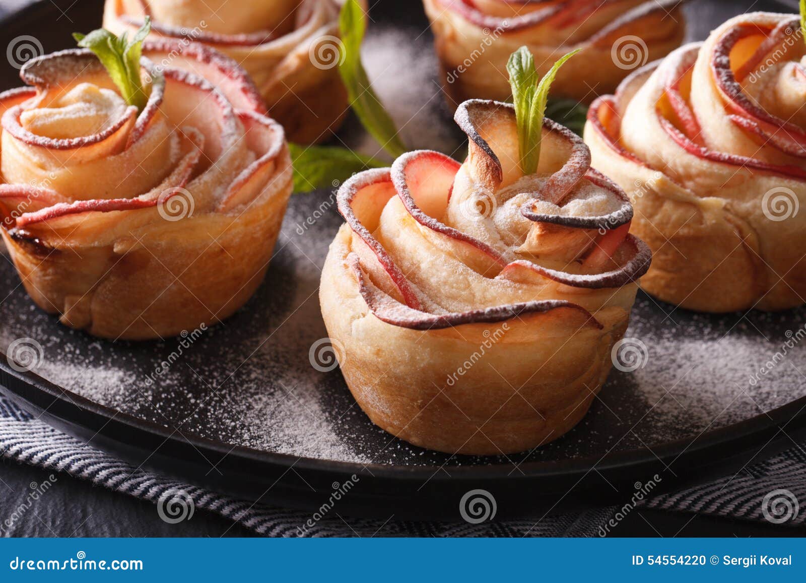 Beautiful Puff Pastry with Apples Macro Horizontal Stock Photo - Image ...