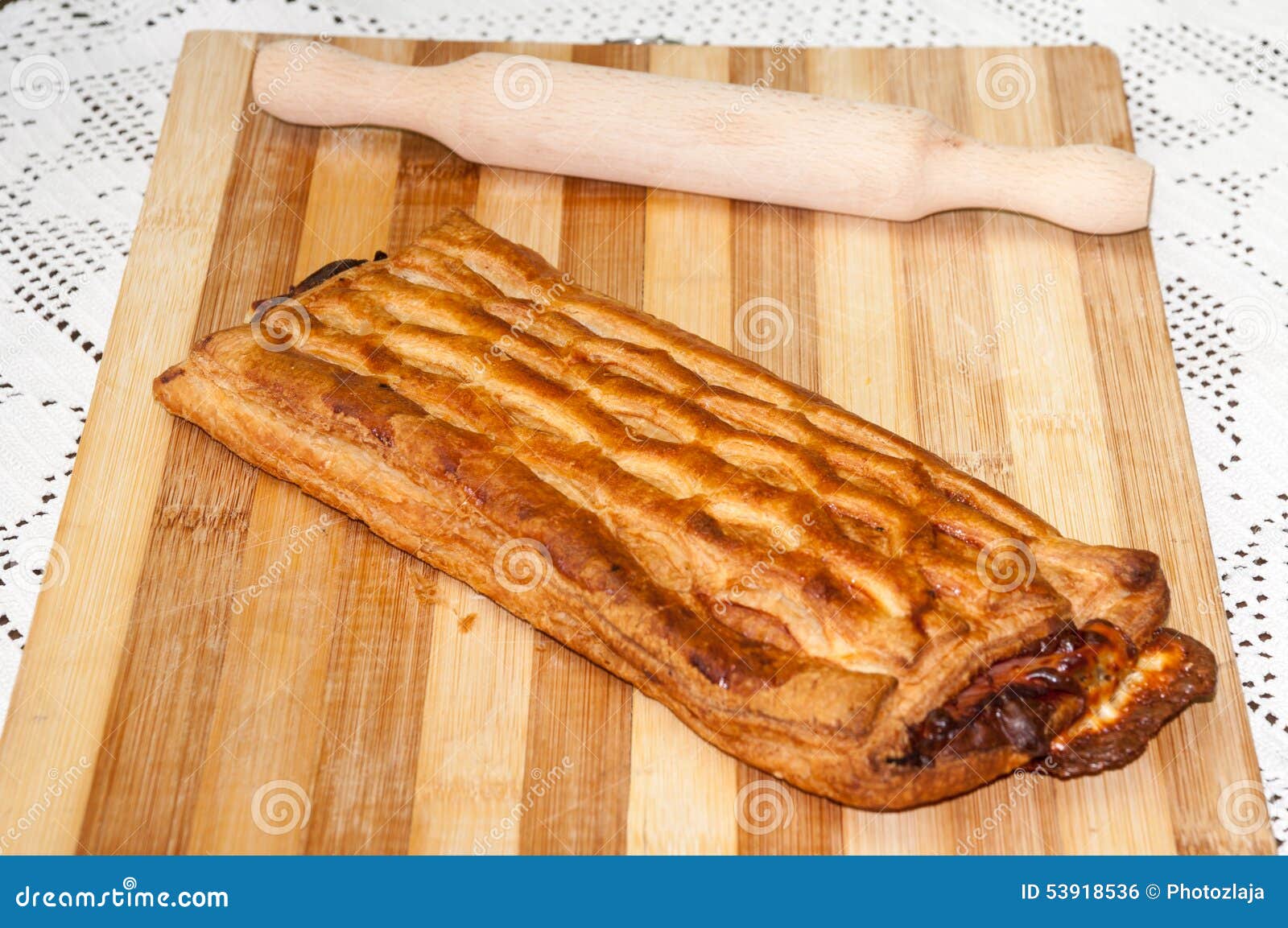 Beautiful Puff Pastry on the Wooden Board Stock Photo - Image of ...