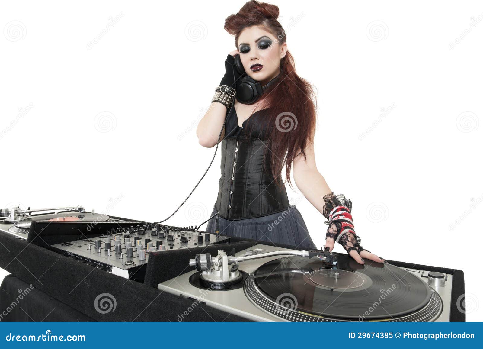 Beautiful Punk DJ Over White Background Stock Image - Image of cutout ...