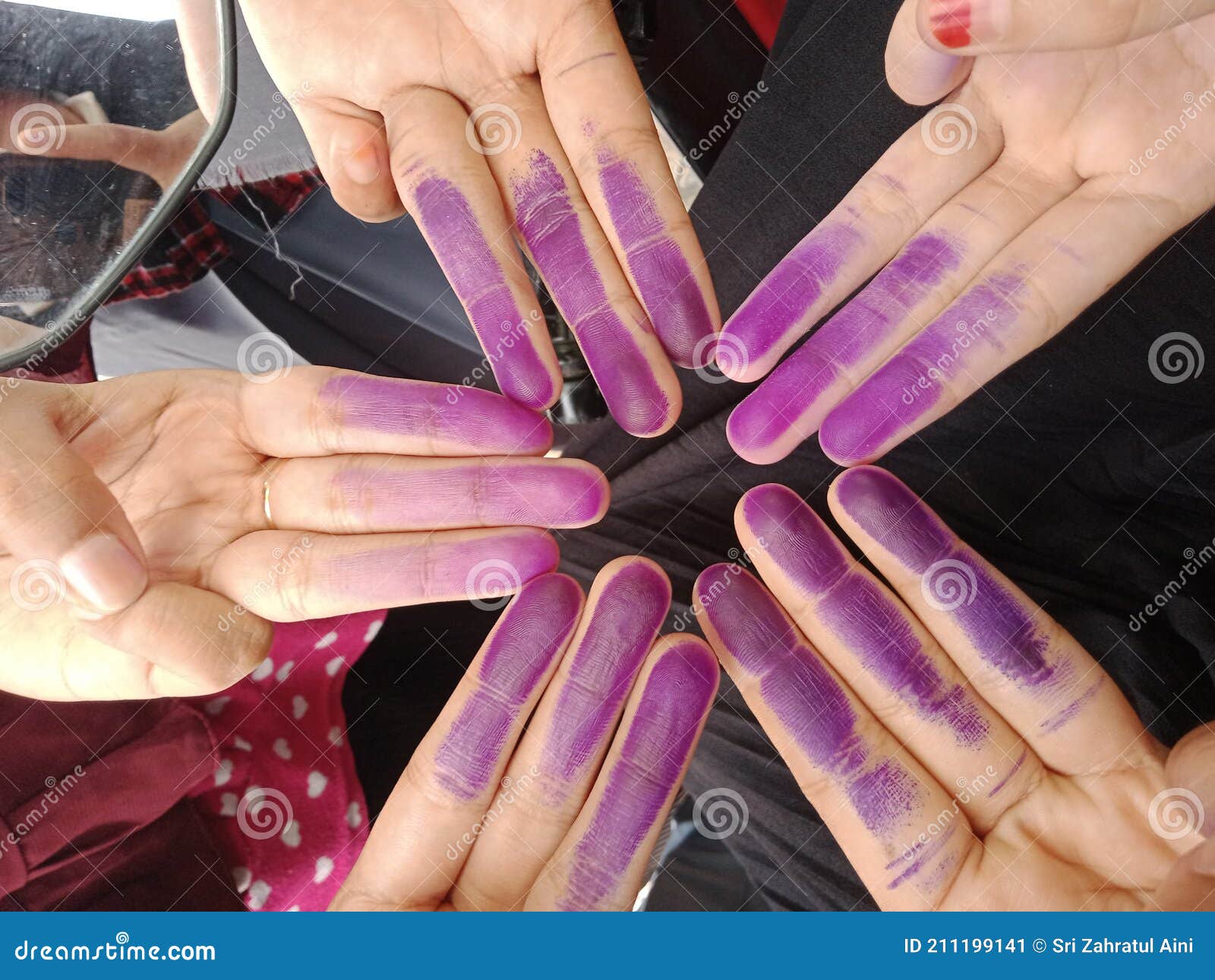 Beautiful Purple Ink on Finger with Besties Stock Image - Image of ...