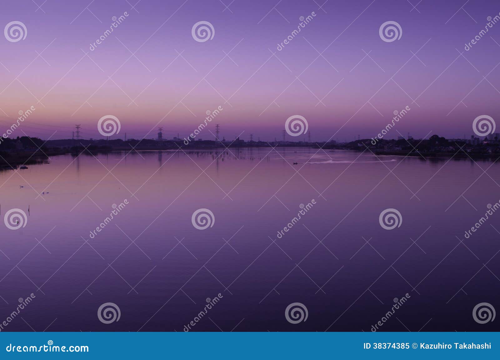 A Beautiful Purple, Pink and Blue Sunset in Japan. Stock Image - Image ...