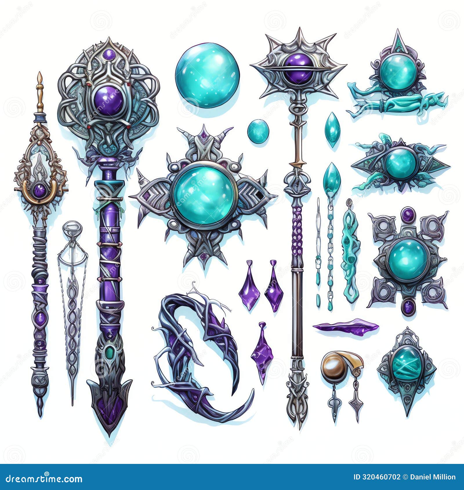 Beautiful Purple Ritual Tools Clipart Illustration Stock Illustration ...