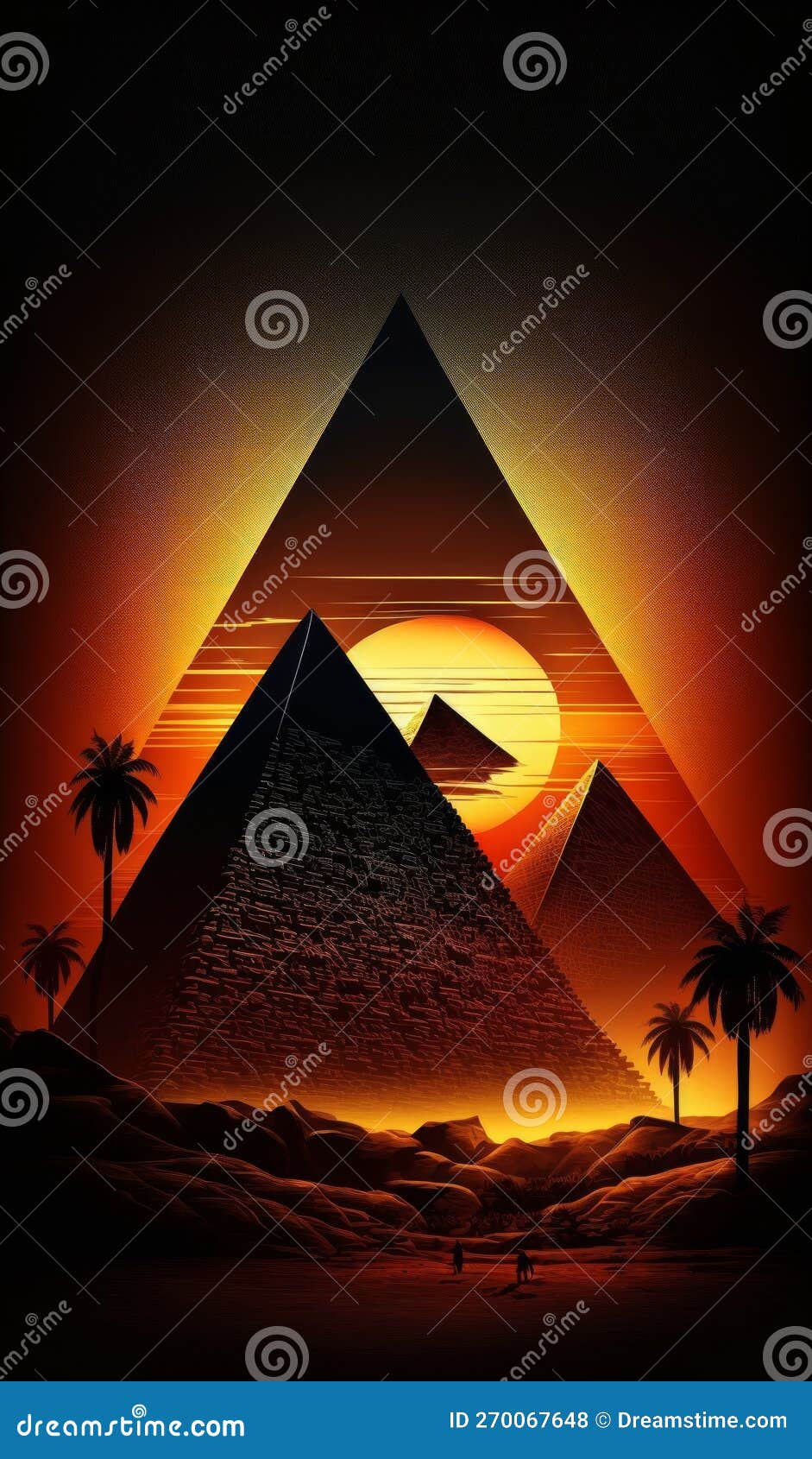 Beautiful Pyramids View at Sunset at Evening Generative AI Stock ...