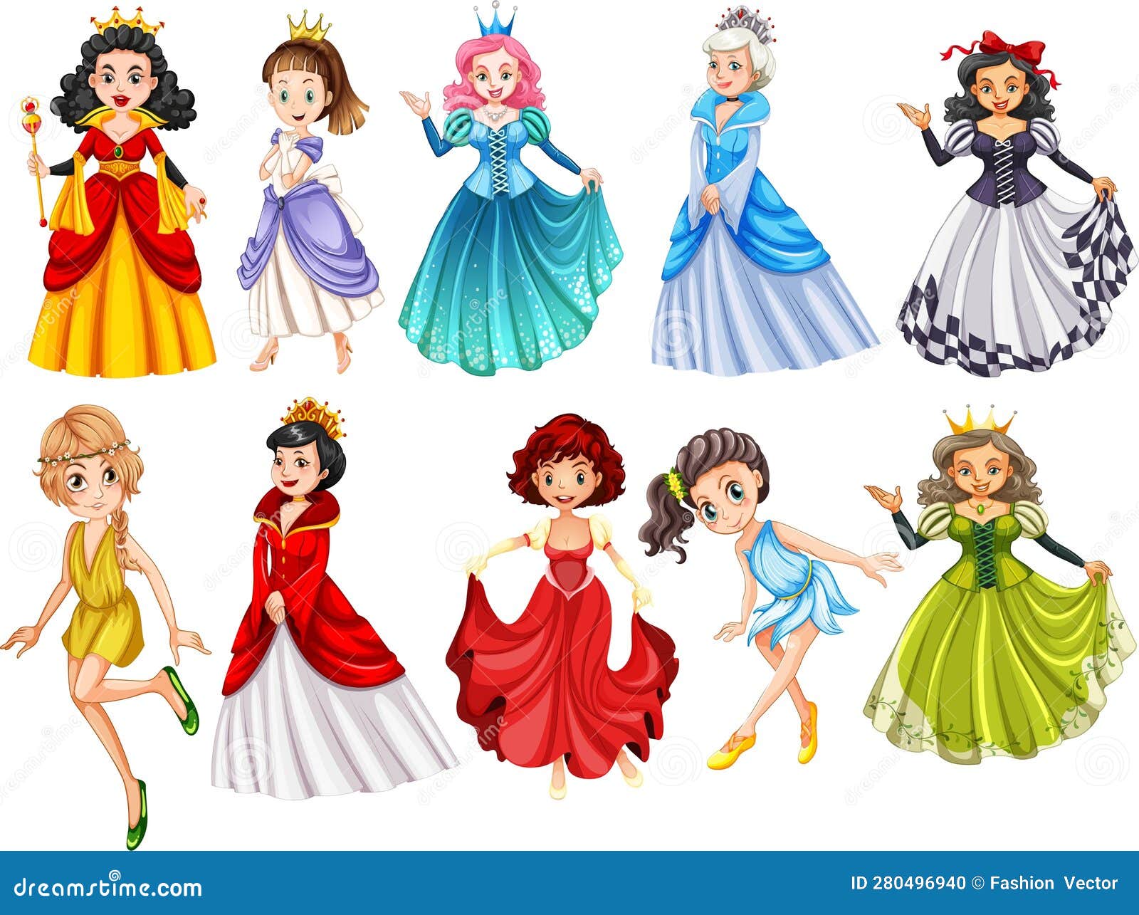 Beautiful Queen Girls Print Vector Art Stock Vector - Illustration of ...