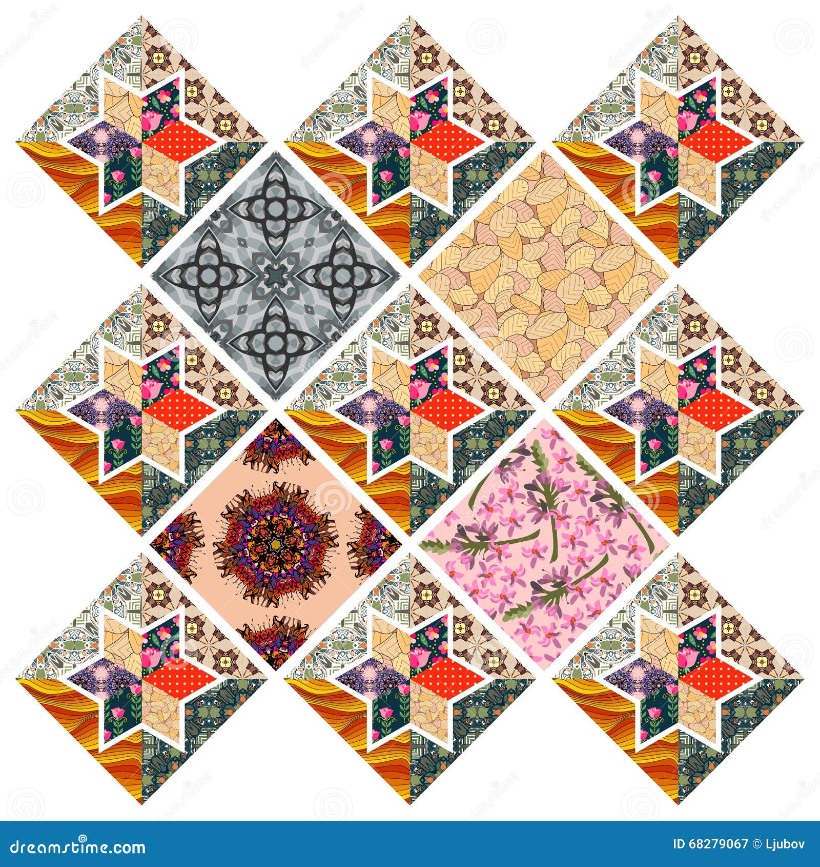 Beautiful Quilt Design. Multicolor Patchwork Pattern. Stock ...