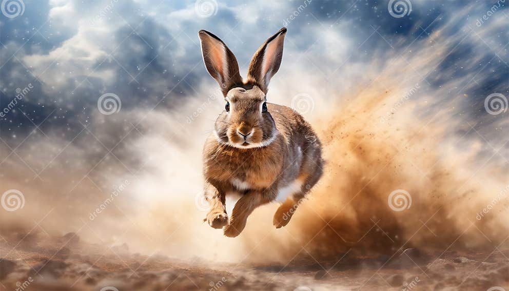 Rabbit Jumping. AI Generated Stock Illustration - Illustration of ...