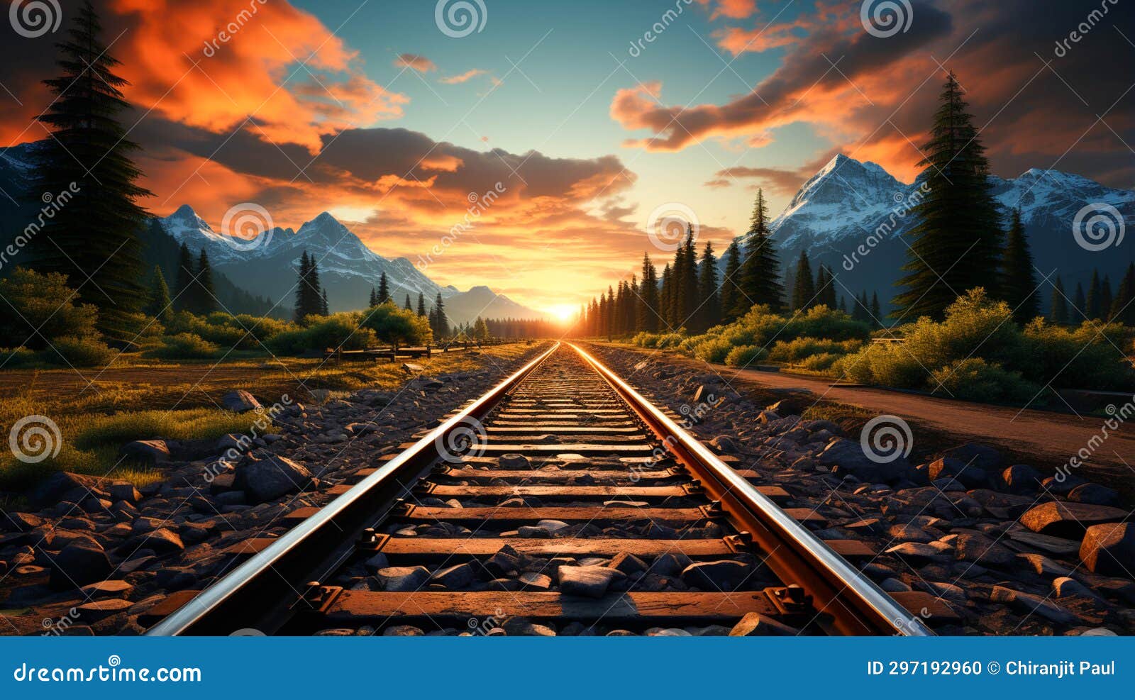 Beautiful Railway Track Front View Stock Photo - Image of beautiful ...