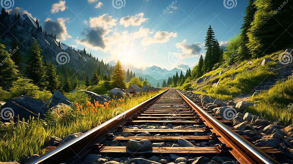 Beautiful Railway Track Front View Stock Photo - Image of distance ...